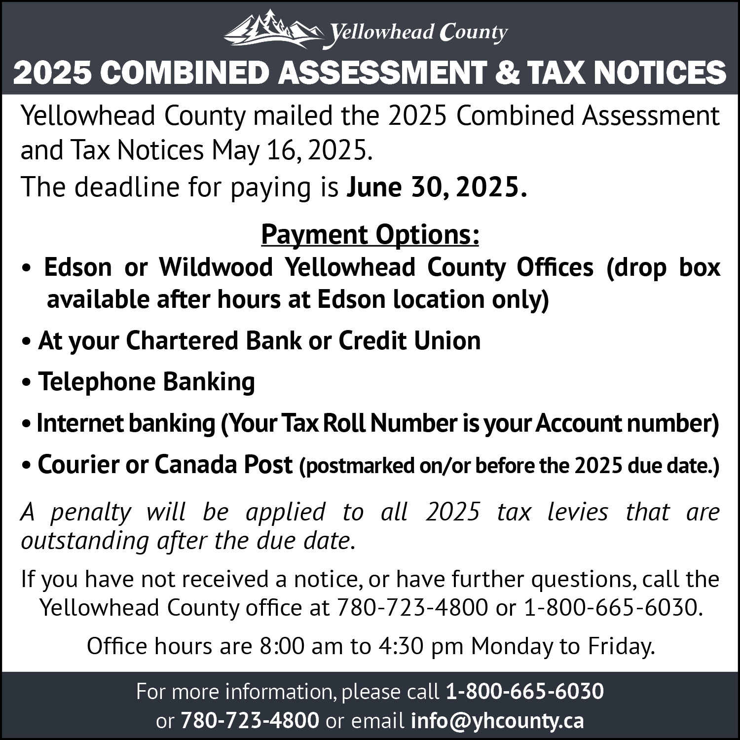 2025 Combined Assessment & Tax Notices - Yellowhead County